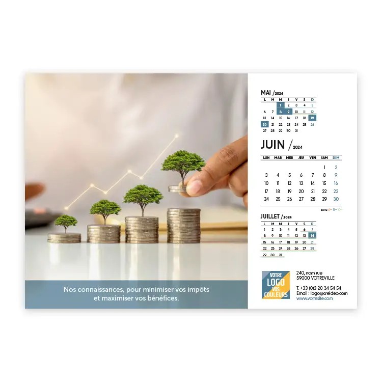 Calendrier chevalet A5 luxe noir personnalisé : Comptable