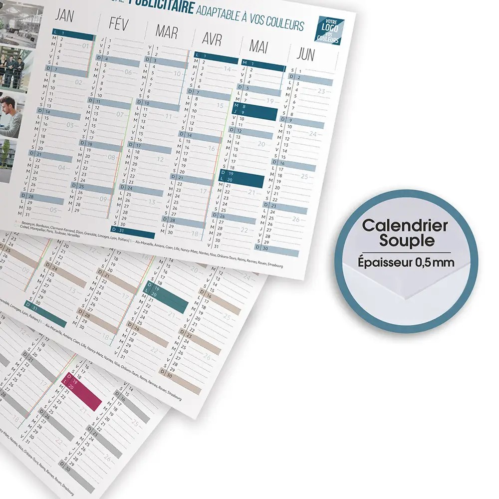 Calendrier bancaire A5 souple personnalisé - Vos photos
